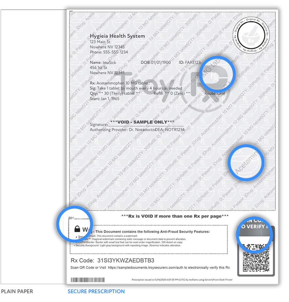 SecureRx - Imprimir recetas seguras en papel normal | TROY Group